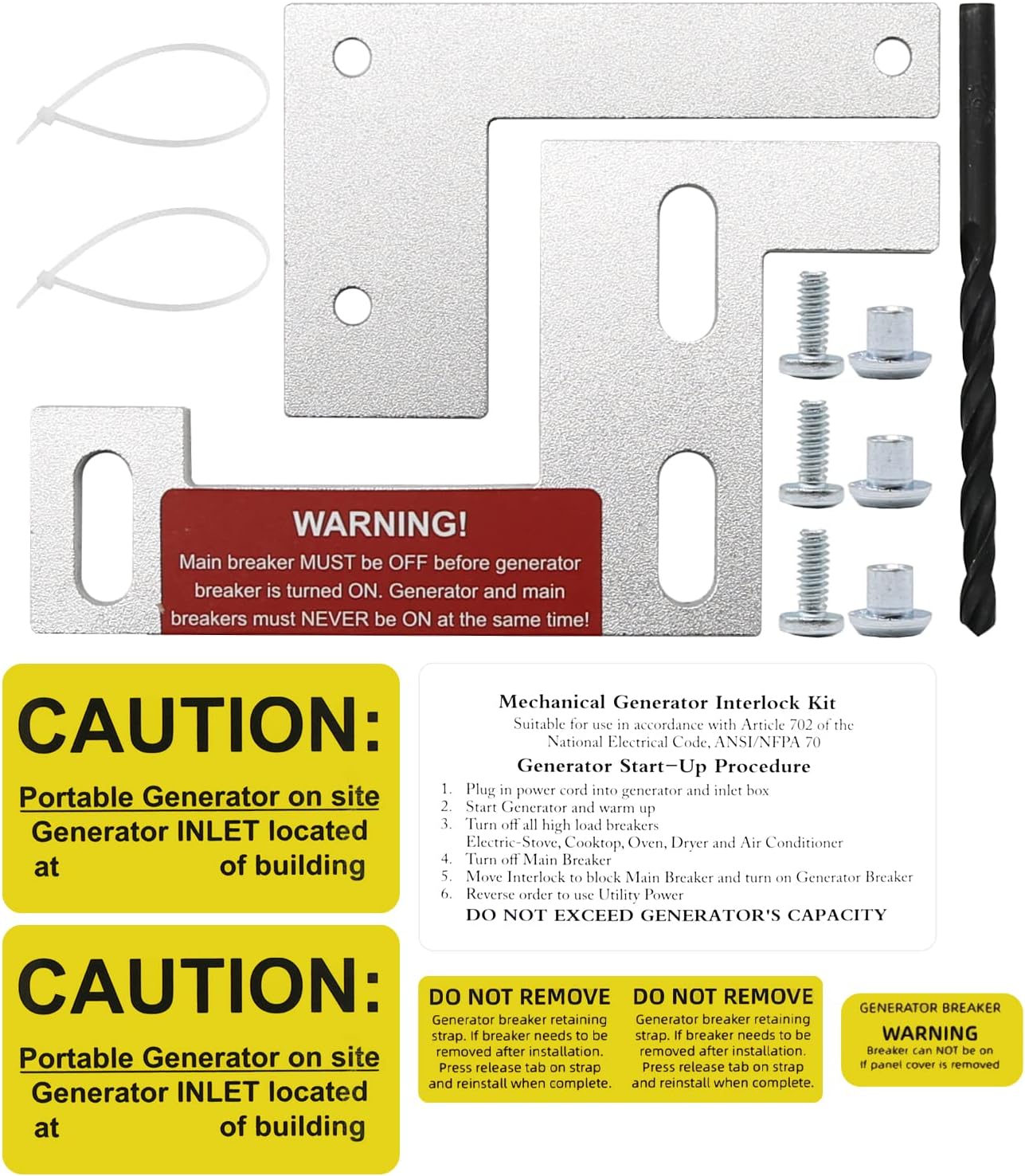 Generator Electrical Interlock Kit 1 1/4 Inch Spacing Between Main ...