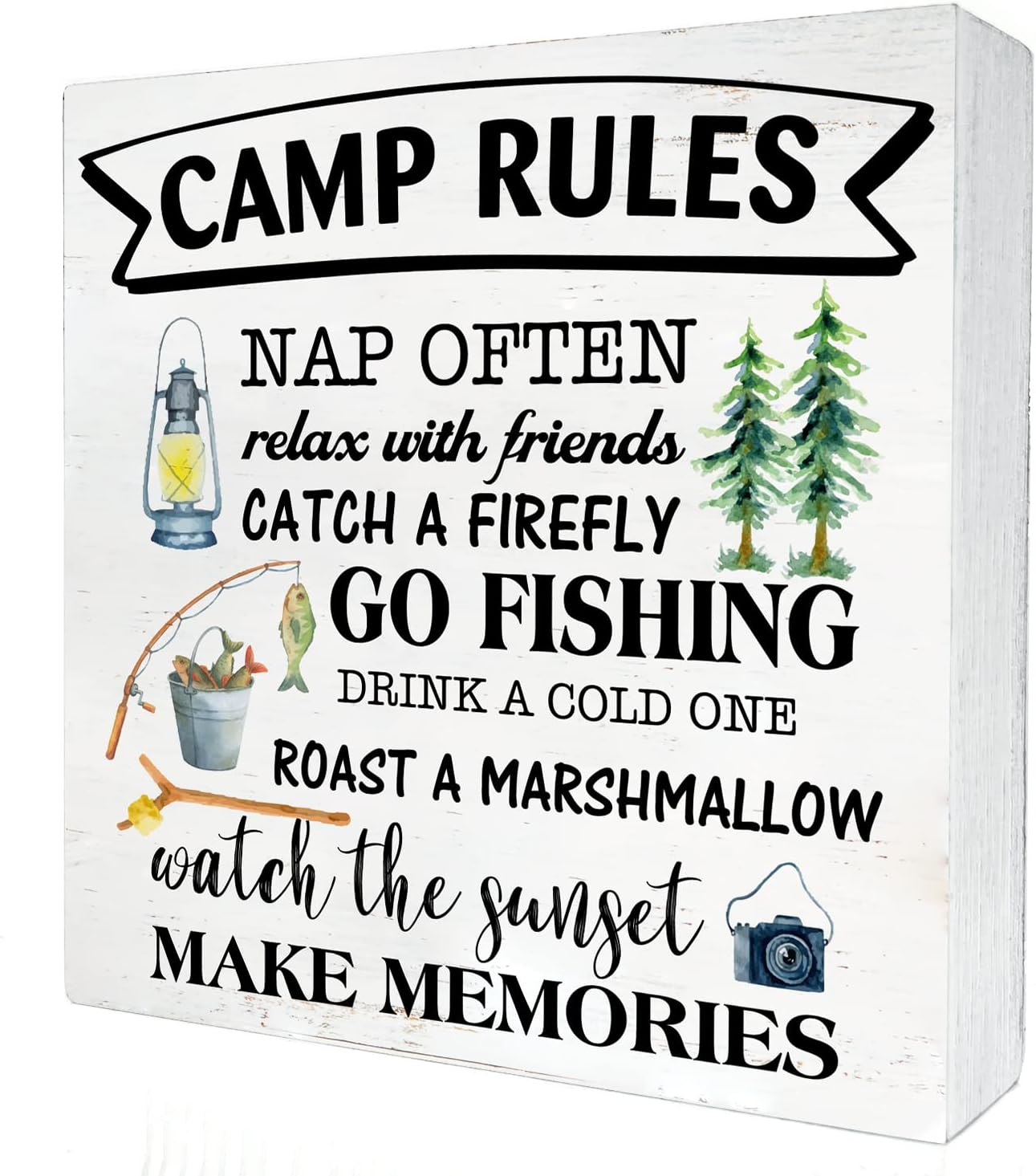 Amazon.com: Camp Rules Wood Box Sign Home Cabin Decor Rustic Camping ...