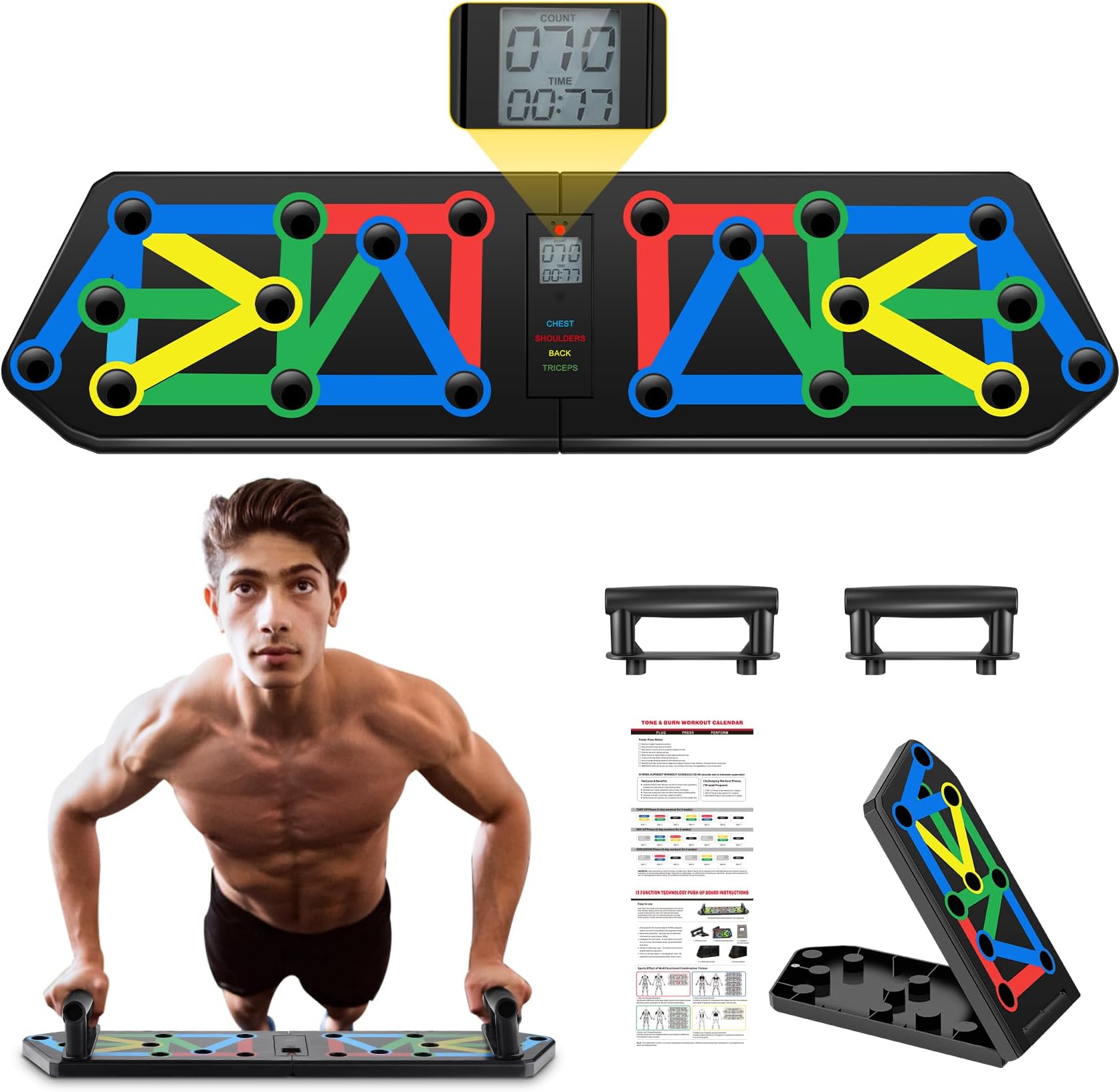 Tobeape 13 in 1 Push Up Board with Smart Counting, Foldable Multi ...