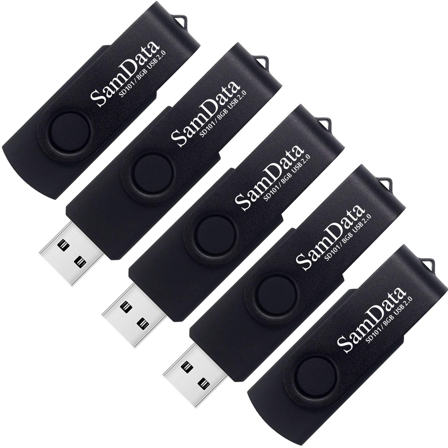 SamData USB Flash Drive 8GB 5 Pack USB 2.0 Thumb Drive Swivel Memory ...