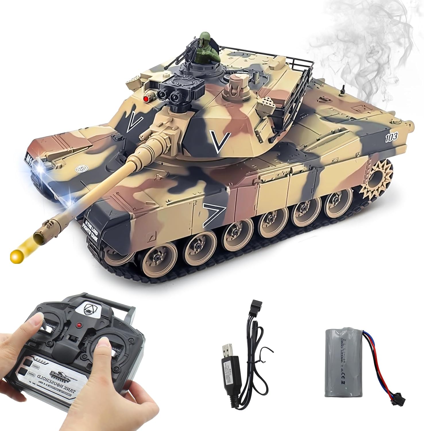 Spobot Remote Control Tank 1:18 RC Tank Model Toys, 2.4Ghz US M1A2 Army ...