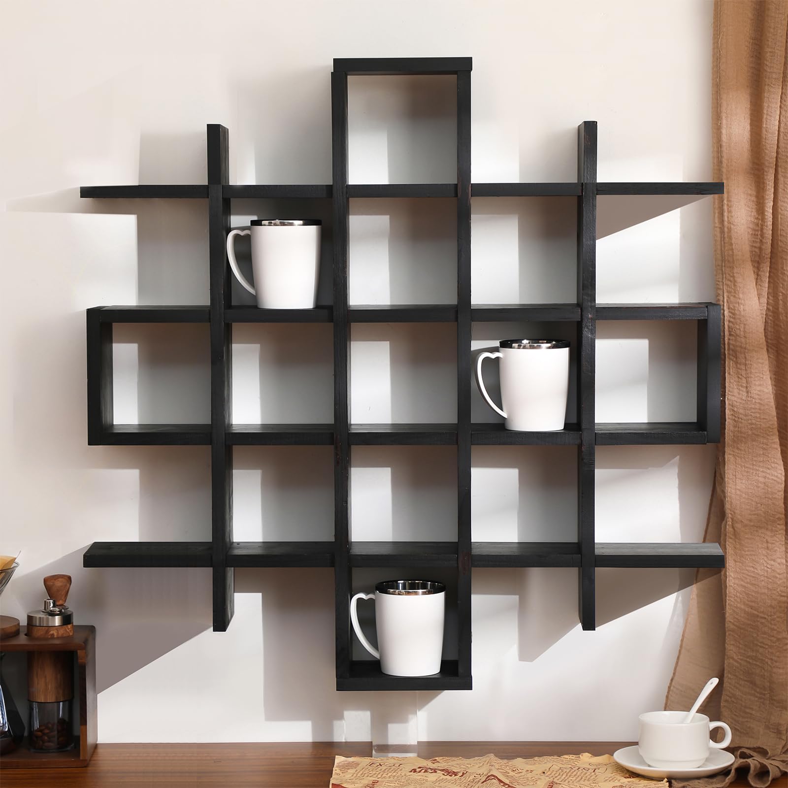 Amazon.com: Suzile Oversize Coffee Mug Display Rack Wooden Display ...