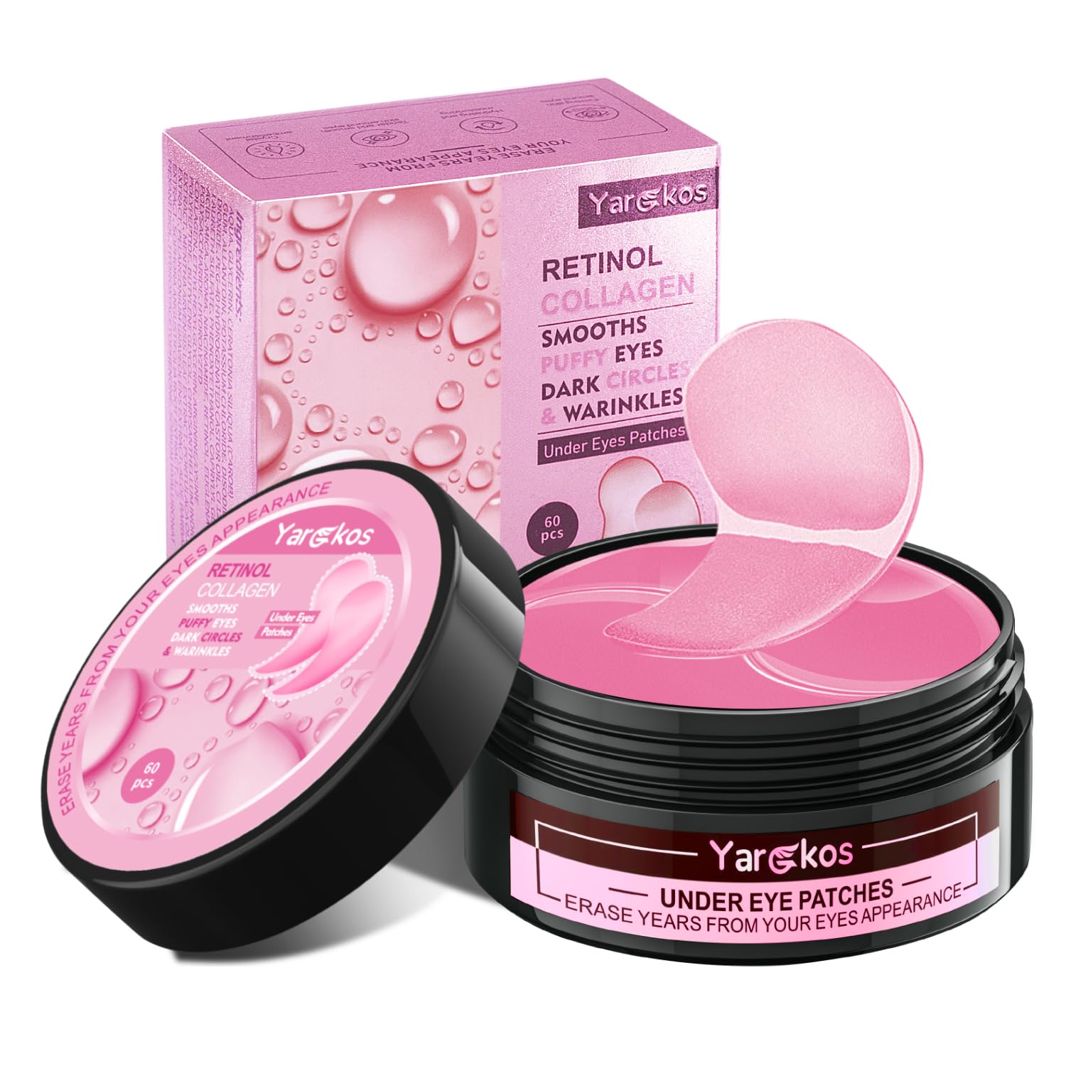 Amazon.com: Yargkos 60 Pcs Pink Under Eye Patches, 30 Pairs Undereye ...
