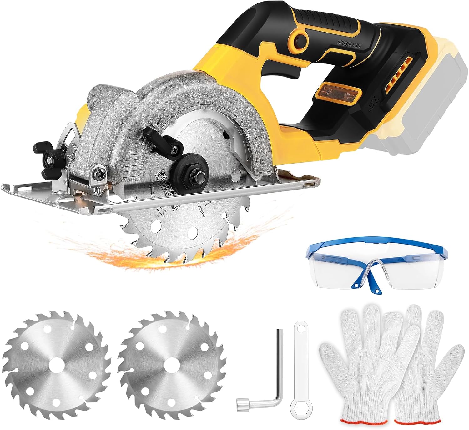 20V Cordless Circular Saw, 150mm Brushless Mini Circular Saw with 2 Saw ...