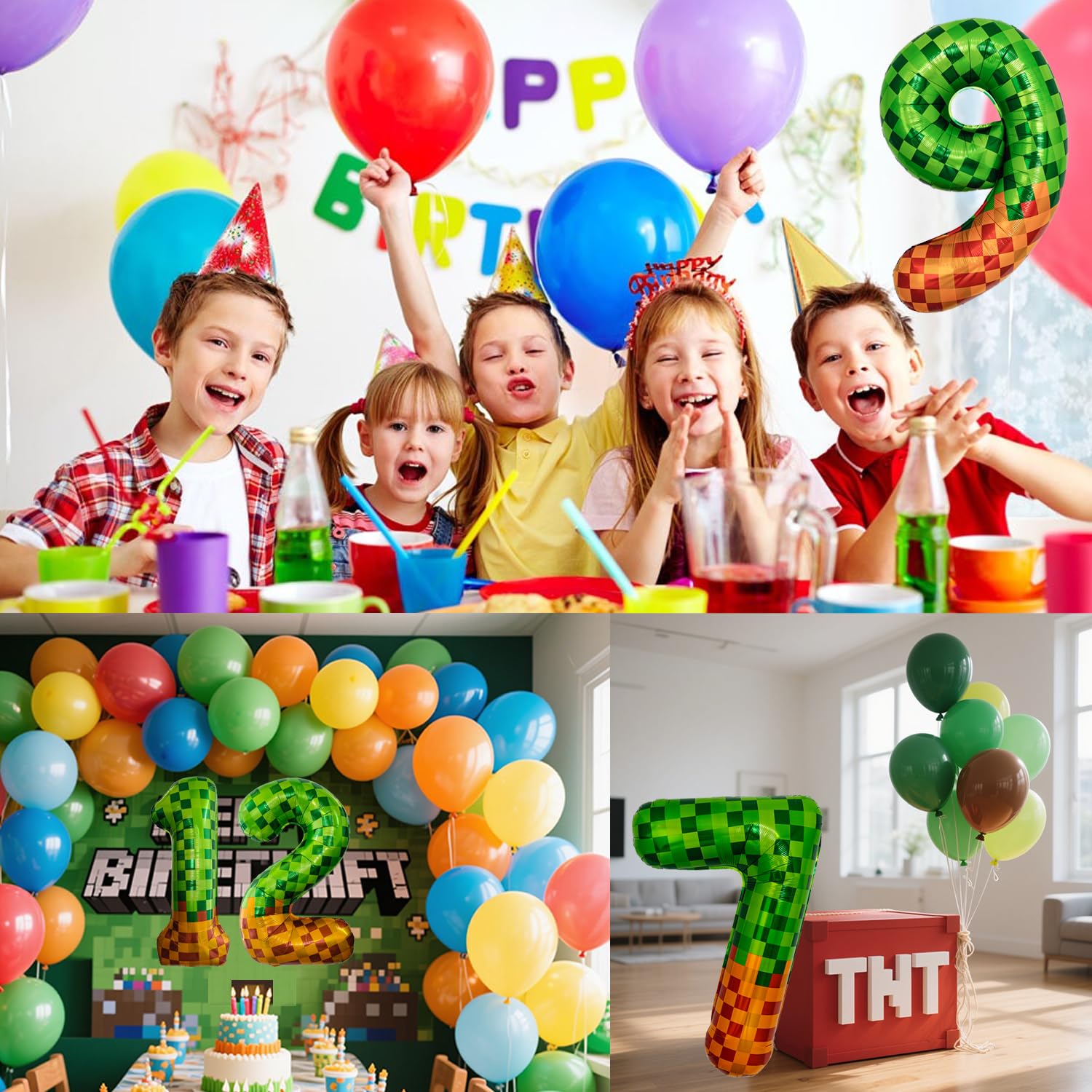 Snapklik.com : Pixel & TNT Theme 40in Giant Number Balloons - Foil ...