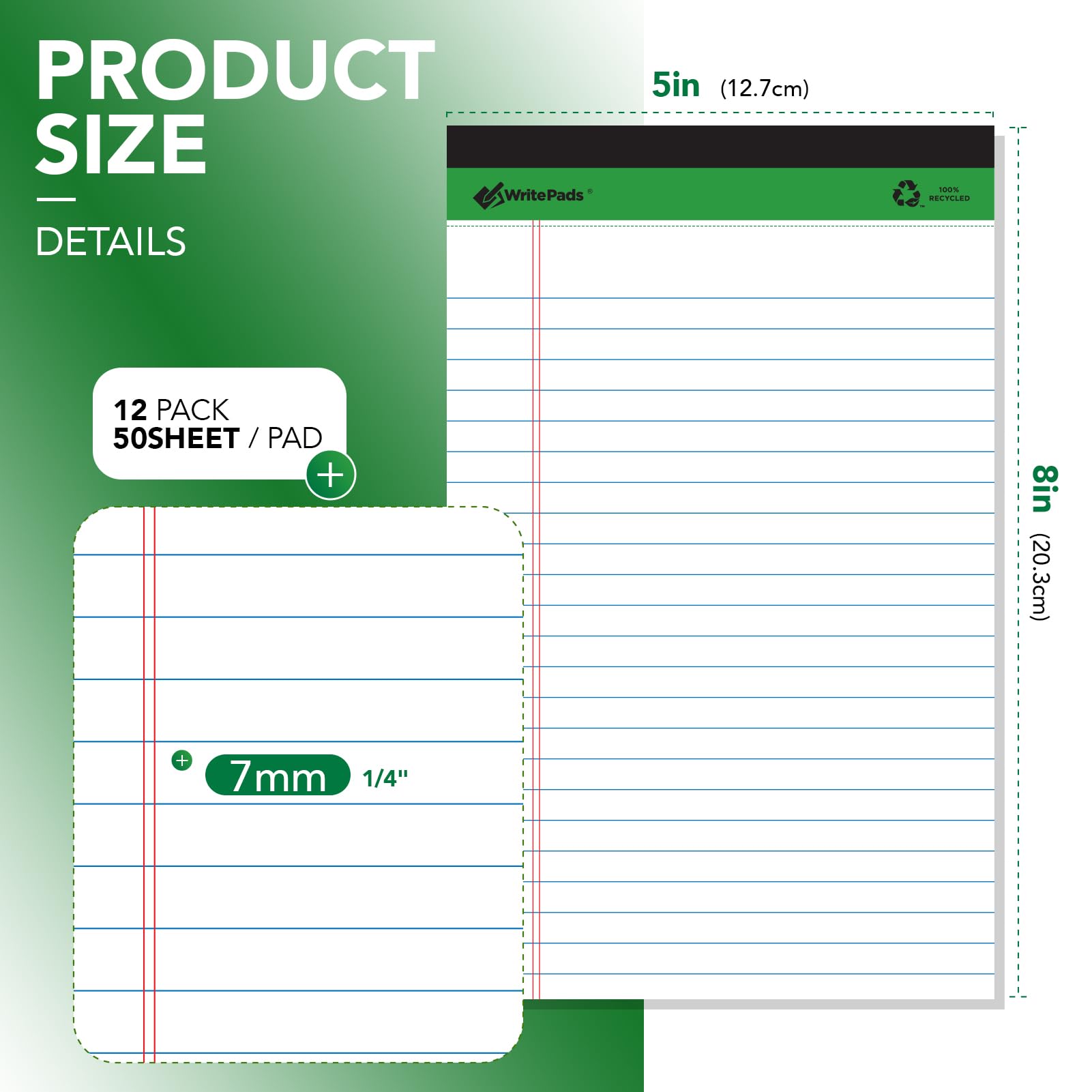 Snapklik.com : KAISA White Legal Pads Writing Pads Recycled Paper 5"x8 ...