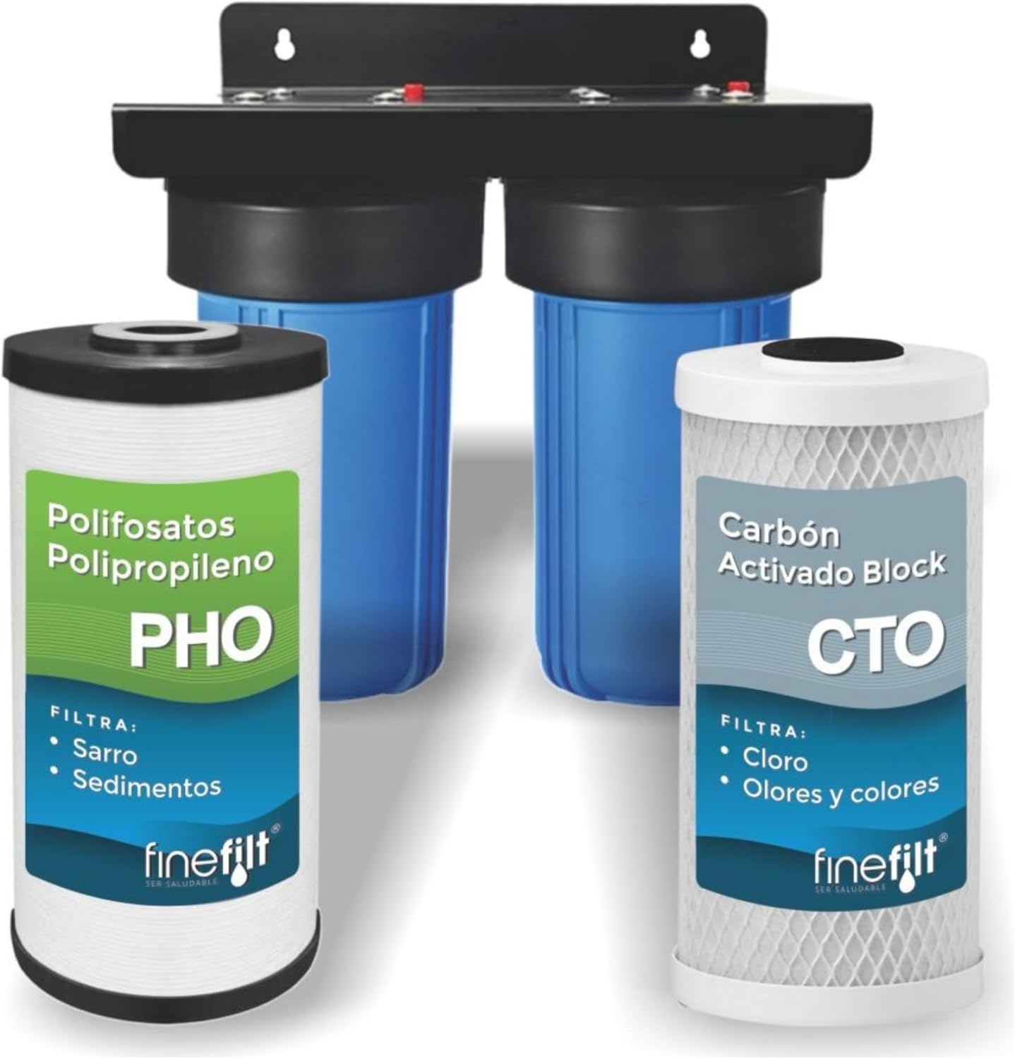 FINEFILT | Filtro de agua para casa o tinaco antisarro | Filtro de agua con 3 soluciones en 2 ...