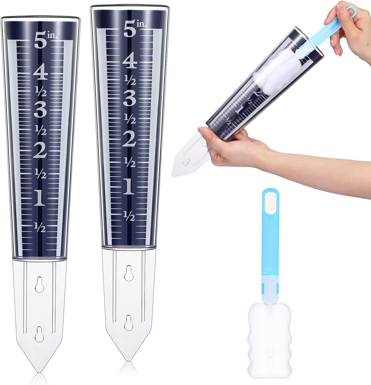 Amazon.com : Yexiya 2 Pcs 5 Inch Capacity Rain Gauge Outdoor Easy to ...