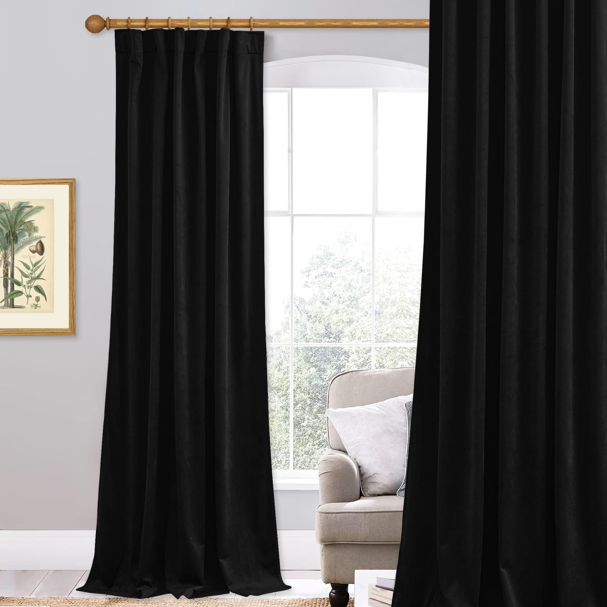 Amazon.com: NICETOWN 96 inches Long Red Christmas Curtains Velvet for ...