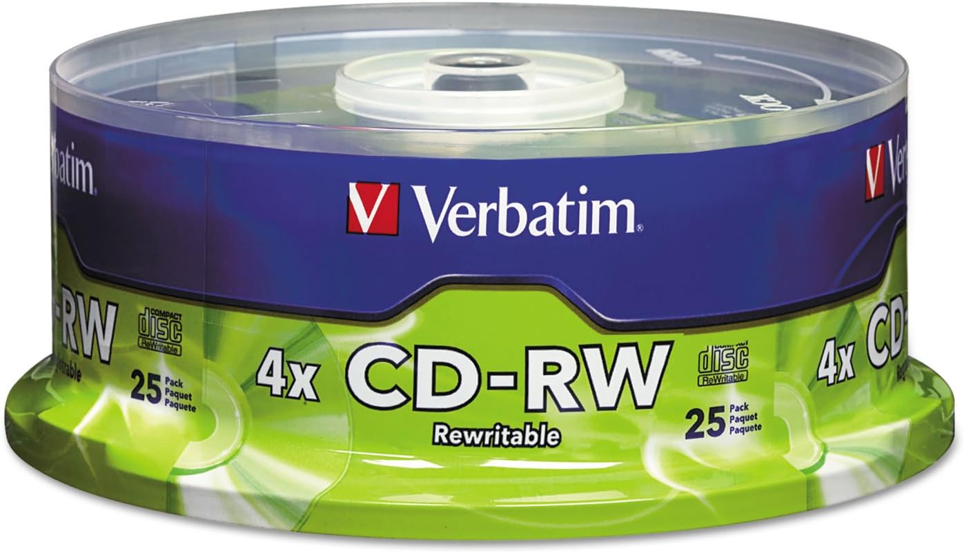 Amazon.com: Verbatim 95169 CD-RW Discs, 700MB/80min, 4X, Spindle, Matte ...