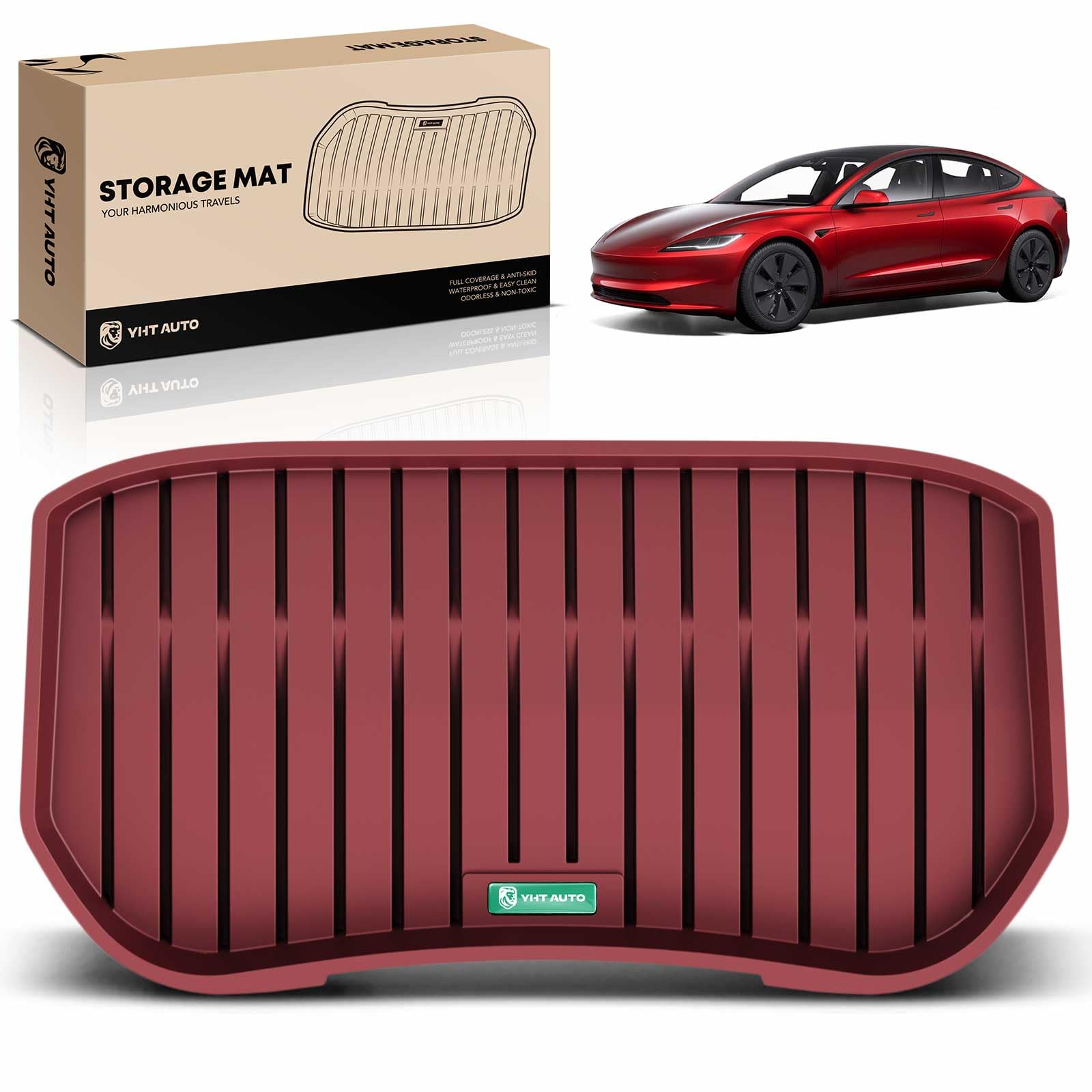 Amazon.com: YHTAUTO Front Red Trunk Mat Cargo Liner for 2024 Tesla ...