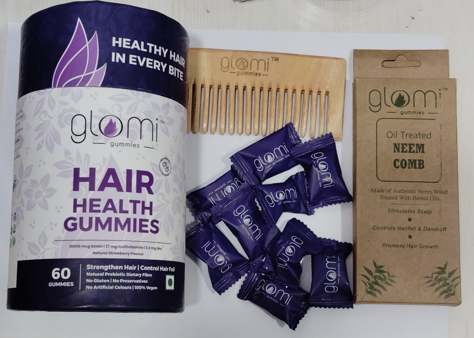 Glomi Biotin Hair Growth Gummies for Stronger Hair, Shinier Skin and ...