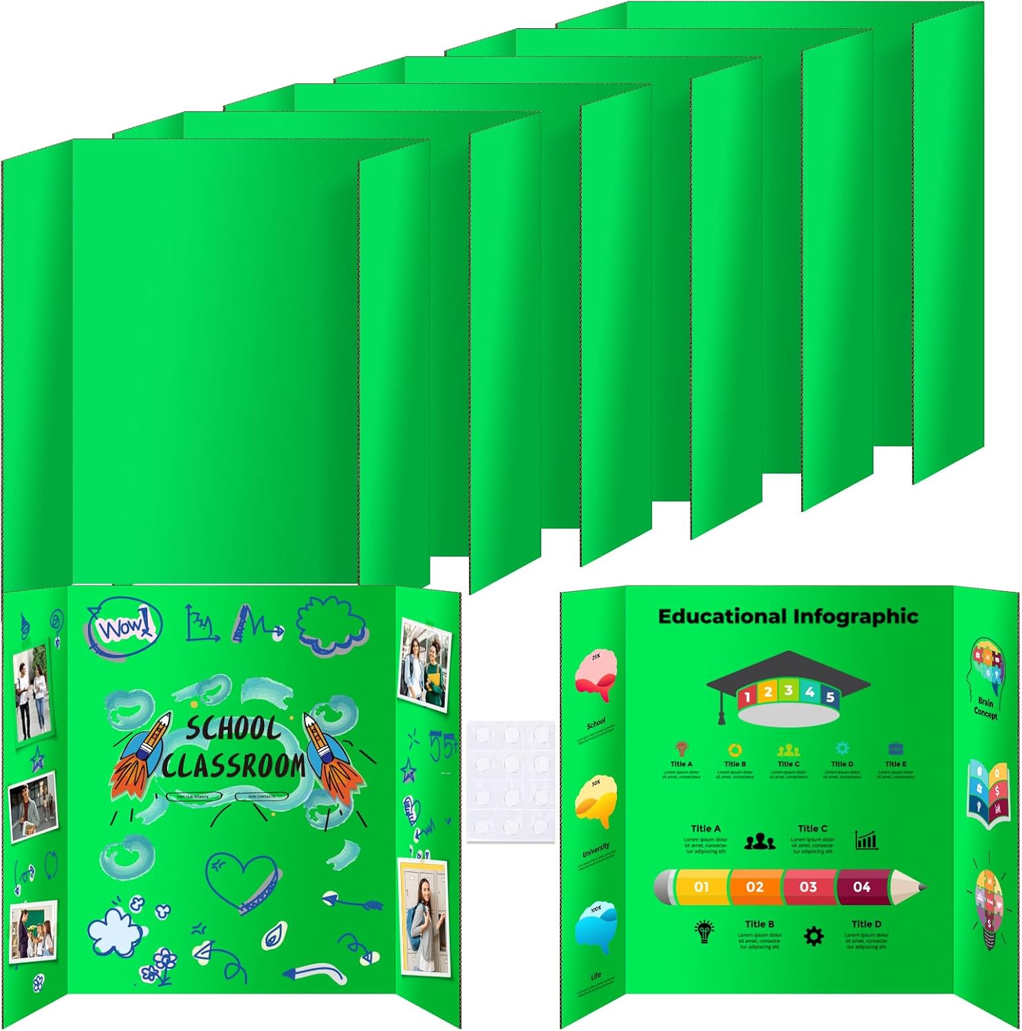 Amazon.com: 5 Pack Trifold Poster Board, IKAYAS 24" X 16" Double Sided ...