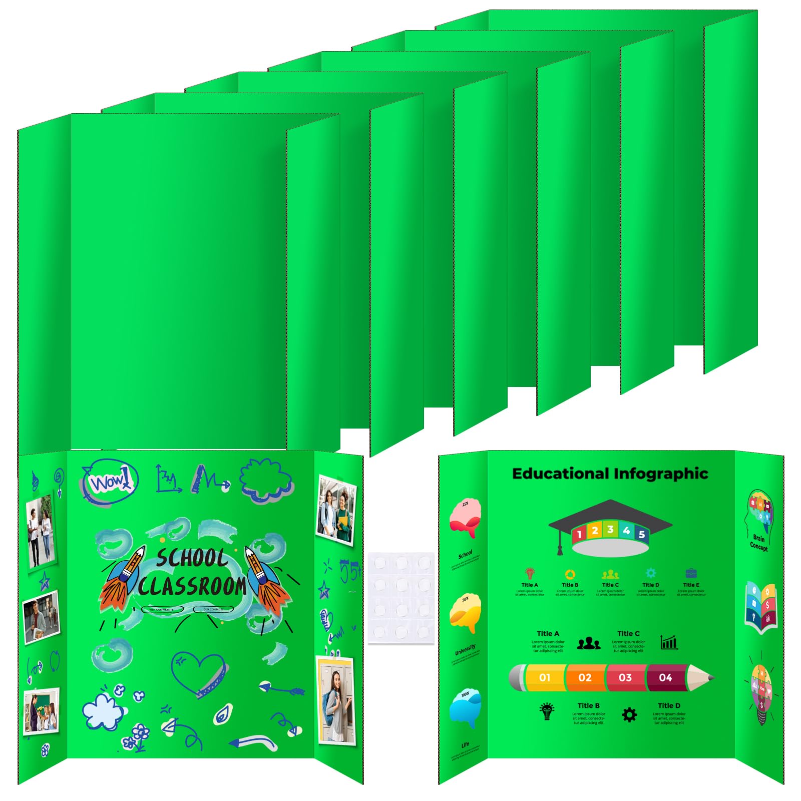 Amazon.com: 5 Pack Trifold Poster Board, IKAYAS 24" X 16" Double Sided ...