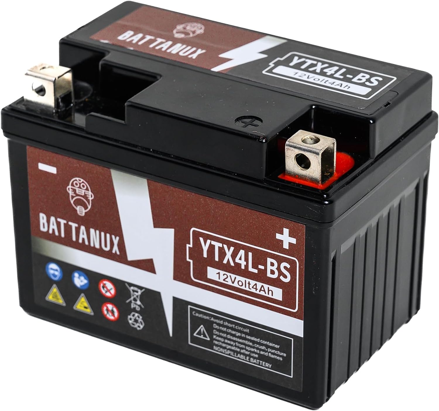 Battanux YTX4L-BS Battery & Motorcycle Battery, Sealed SLA/AGM 12V4Ah ...