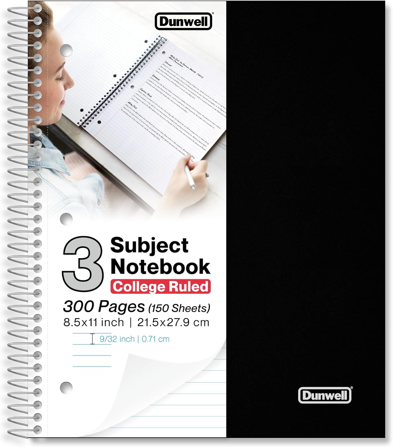 Amazon.com : Dunwell 3-Subject Notebook College Ruled, 150 Sheets (300 ...