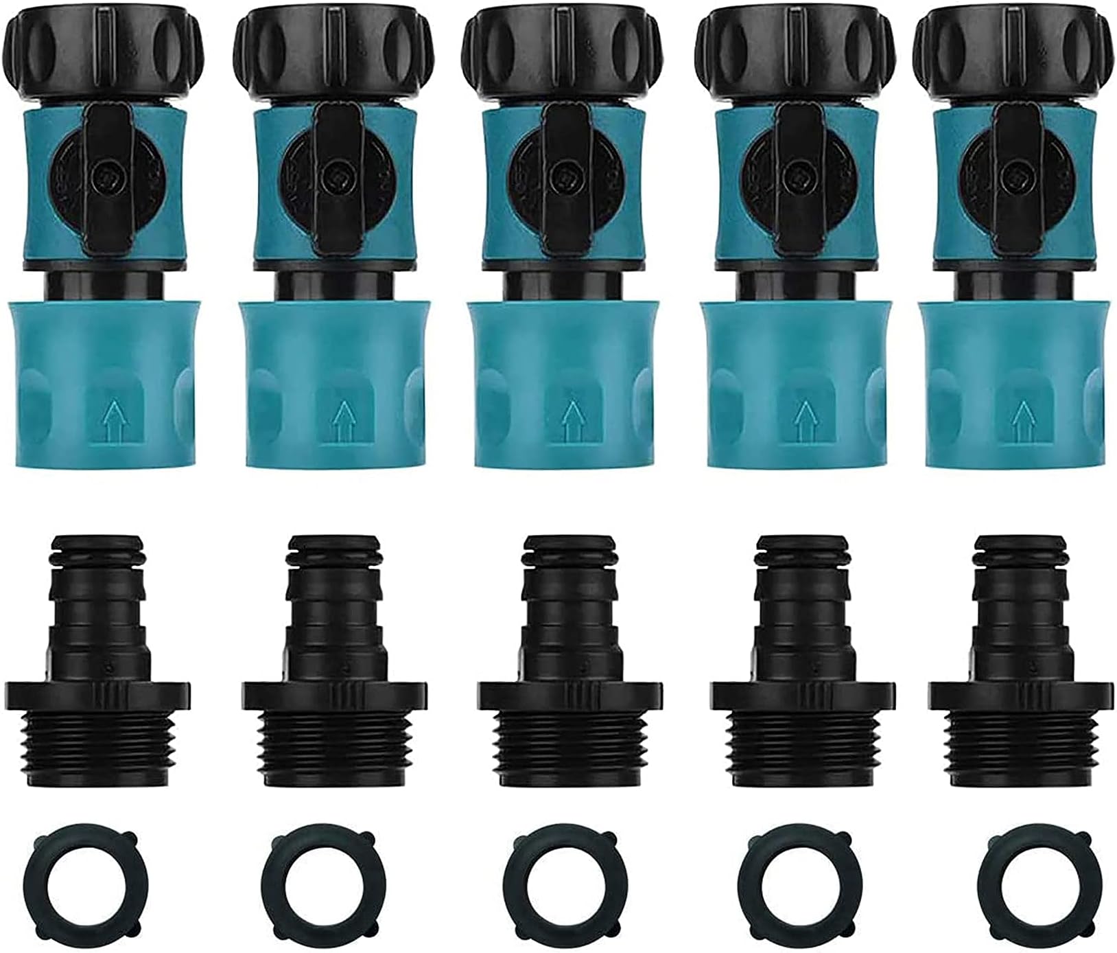 Amazon.com : 10 Piece 3/4 Inch Plastic Garden Hose Connect with Shutoff ...