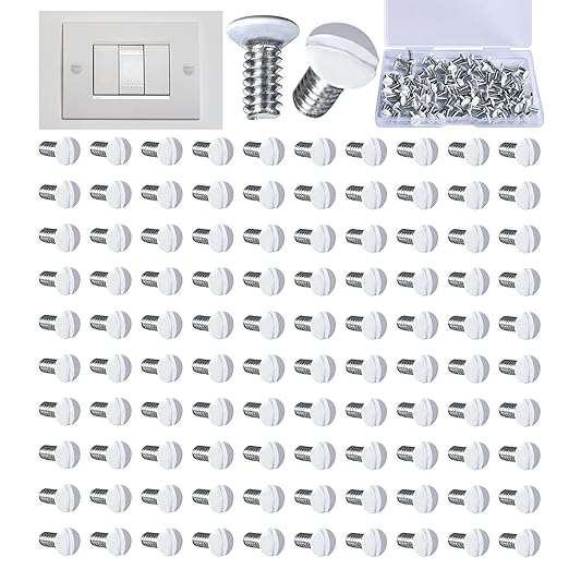 100 Pcs 3/8 Inch 6-32 White Wall Plate Screws, Outlet Screws, Switch ...