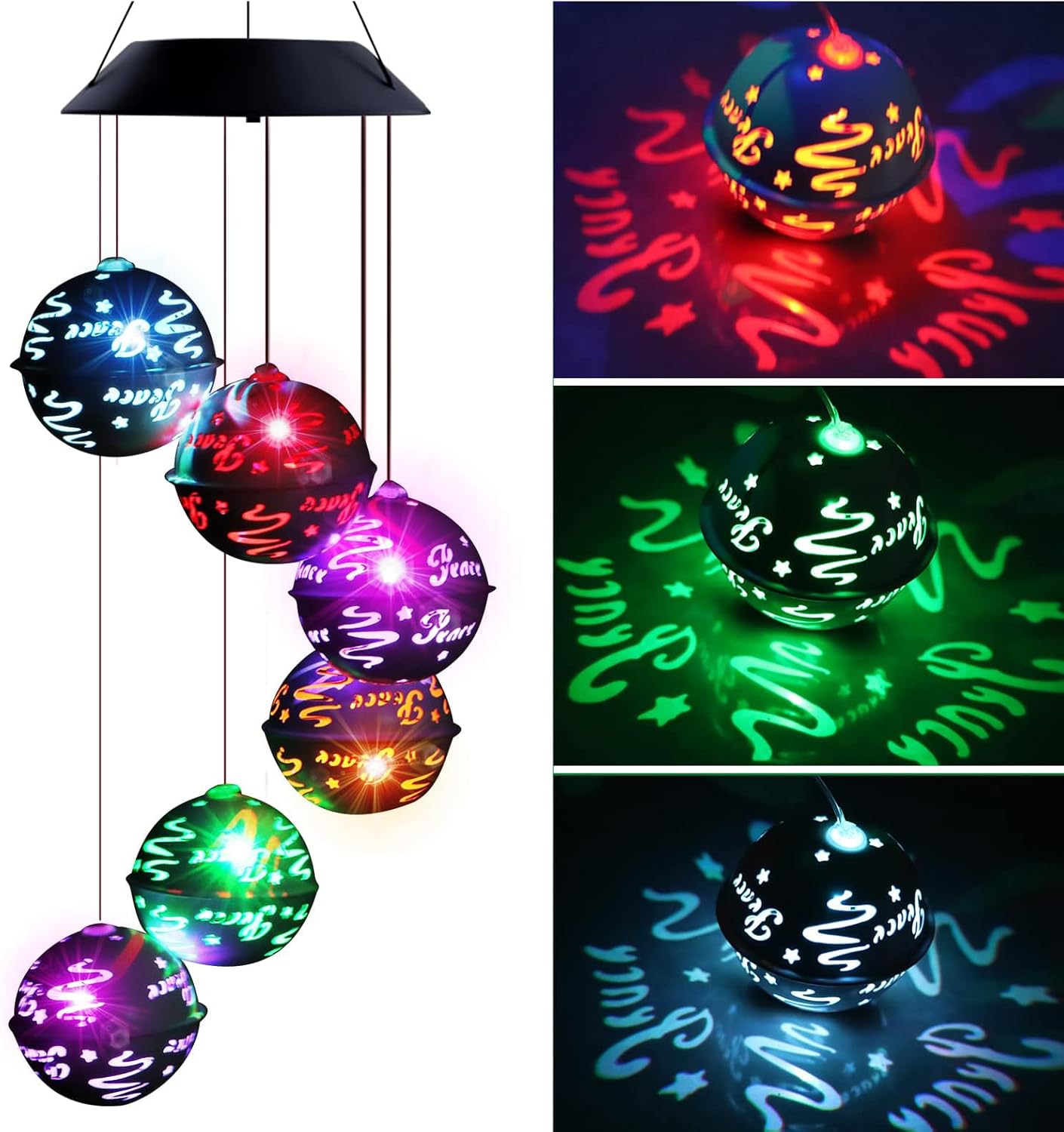 Amazon.com : Aiscool Solar Wind Chimes for Outside, Color Changing LED ...