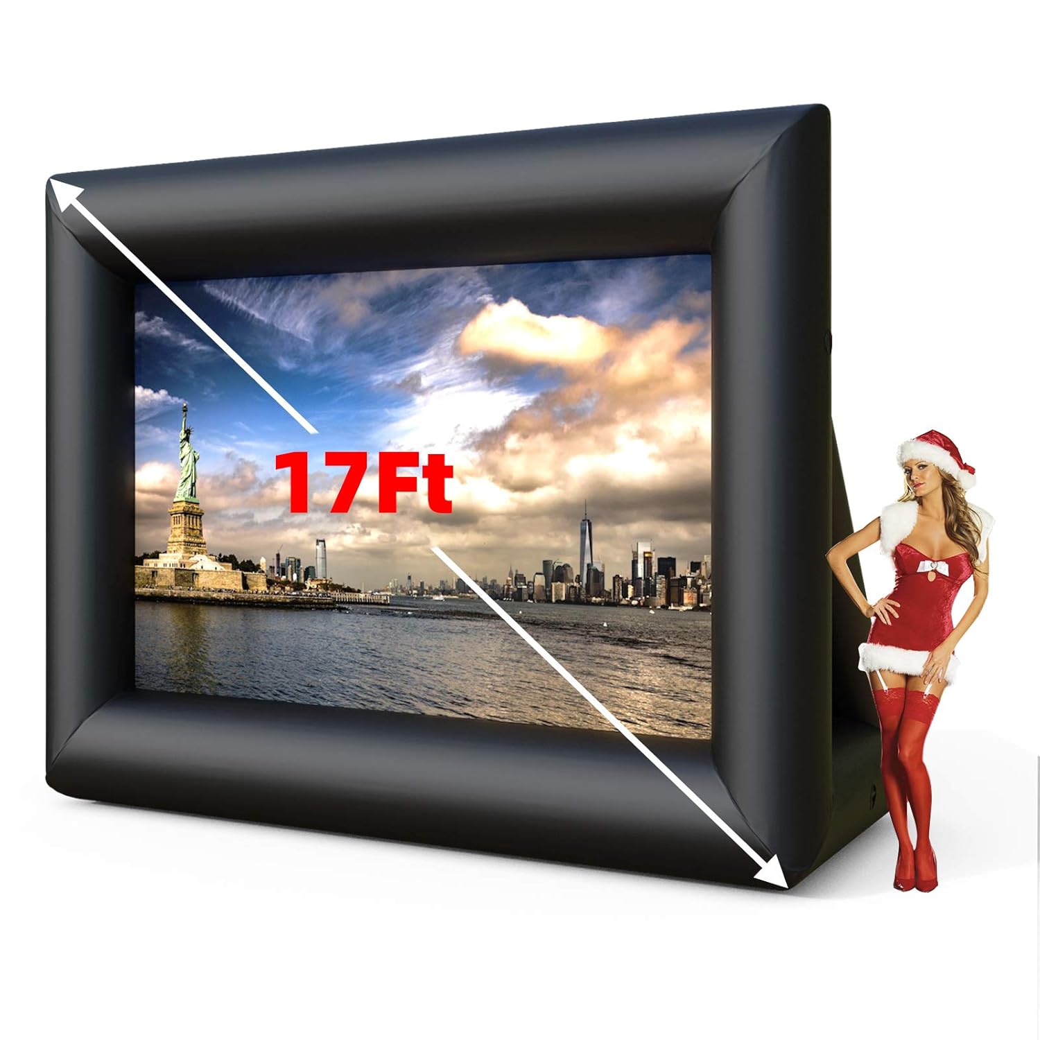 SUNCOO 15ft Outdoor Movie Projector Screen,Front/Rear Inflatable ...
