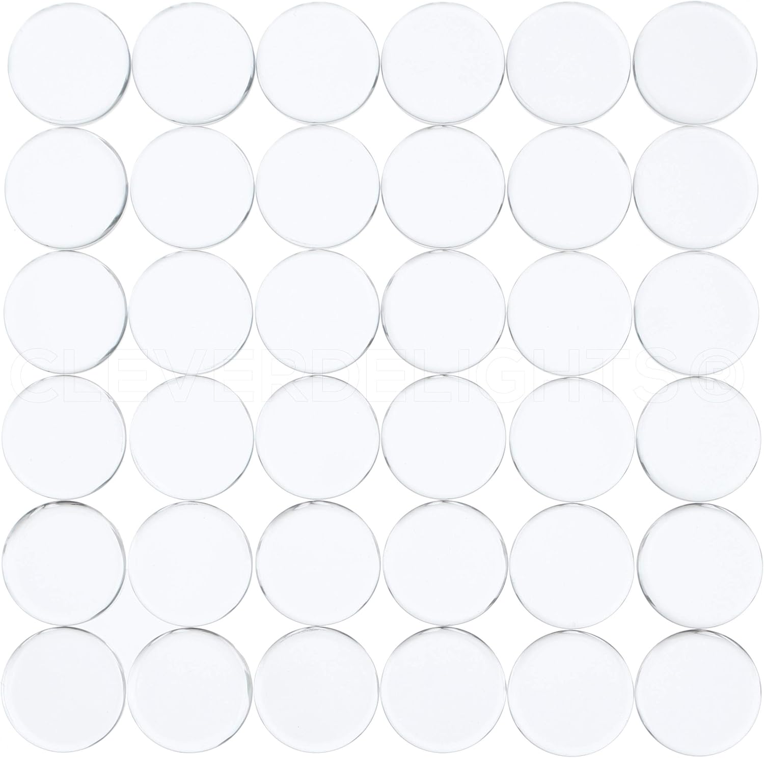 CleverDelights 16mm (5/8") Round Flat Glass Tiles - 50 Pack - Clear ...