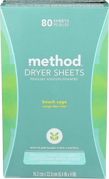 Amazon.com: Method Dryer Sheets, Beach Sage, 80 Count : Health & Household
