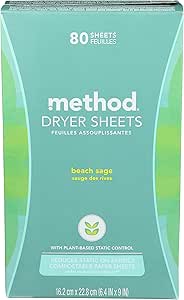 Amazon.com: Method Dryer Sheets, Beach Sage, 80 Count : Health & Household