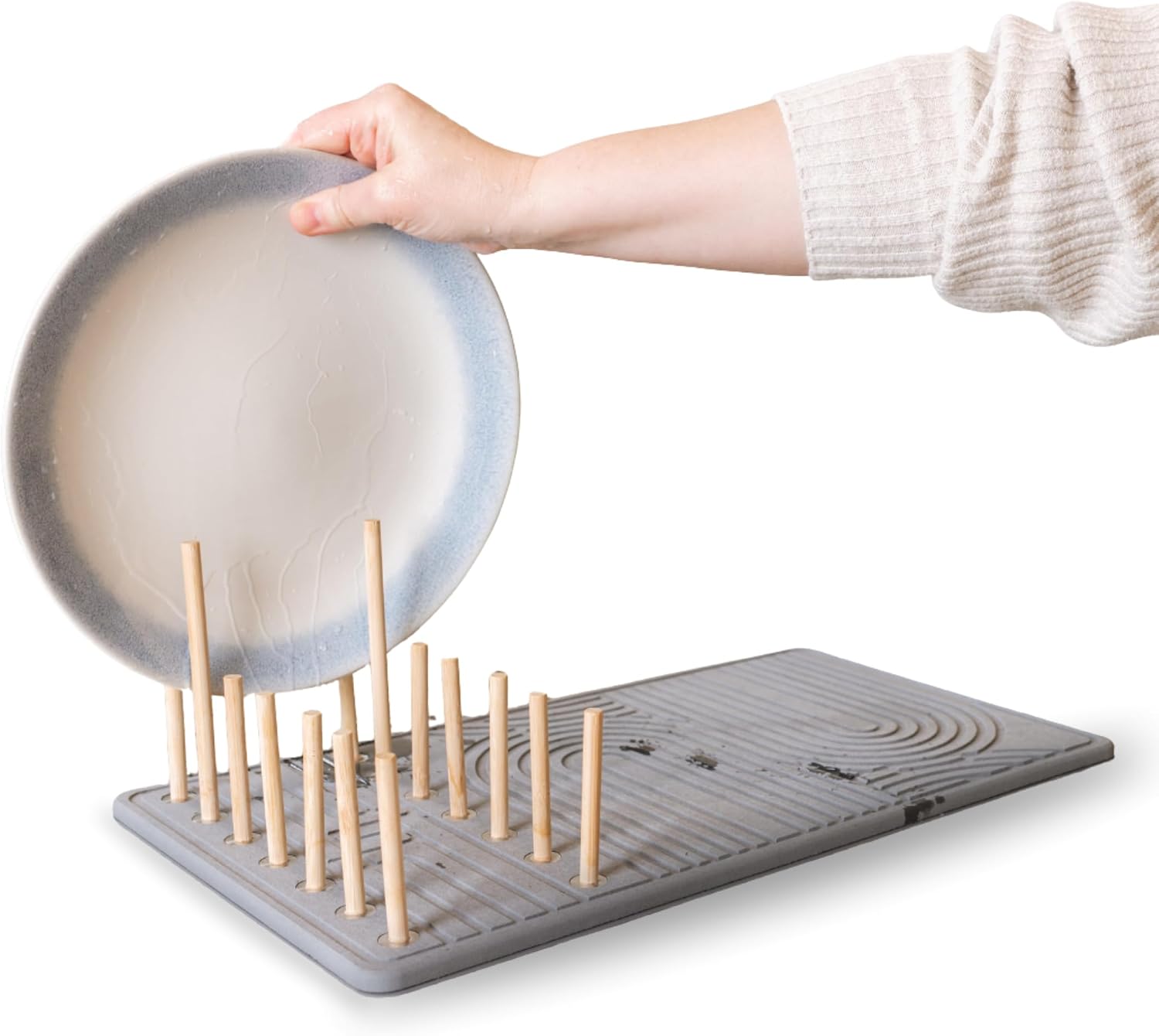 Amazon.com: MiReDe Stone Dish Drying Mat with Bamboo Rack – Fast-Drying ...