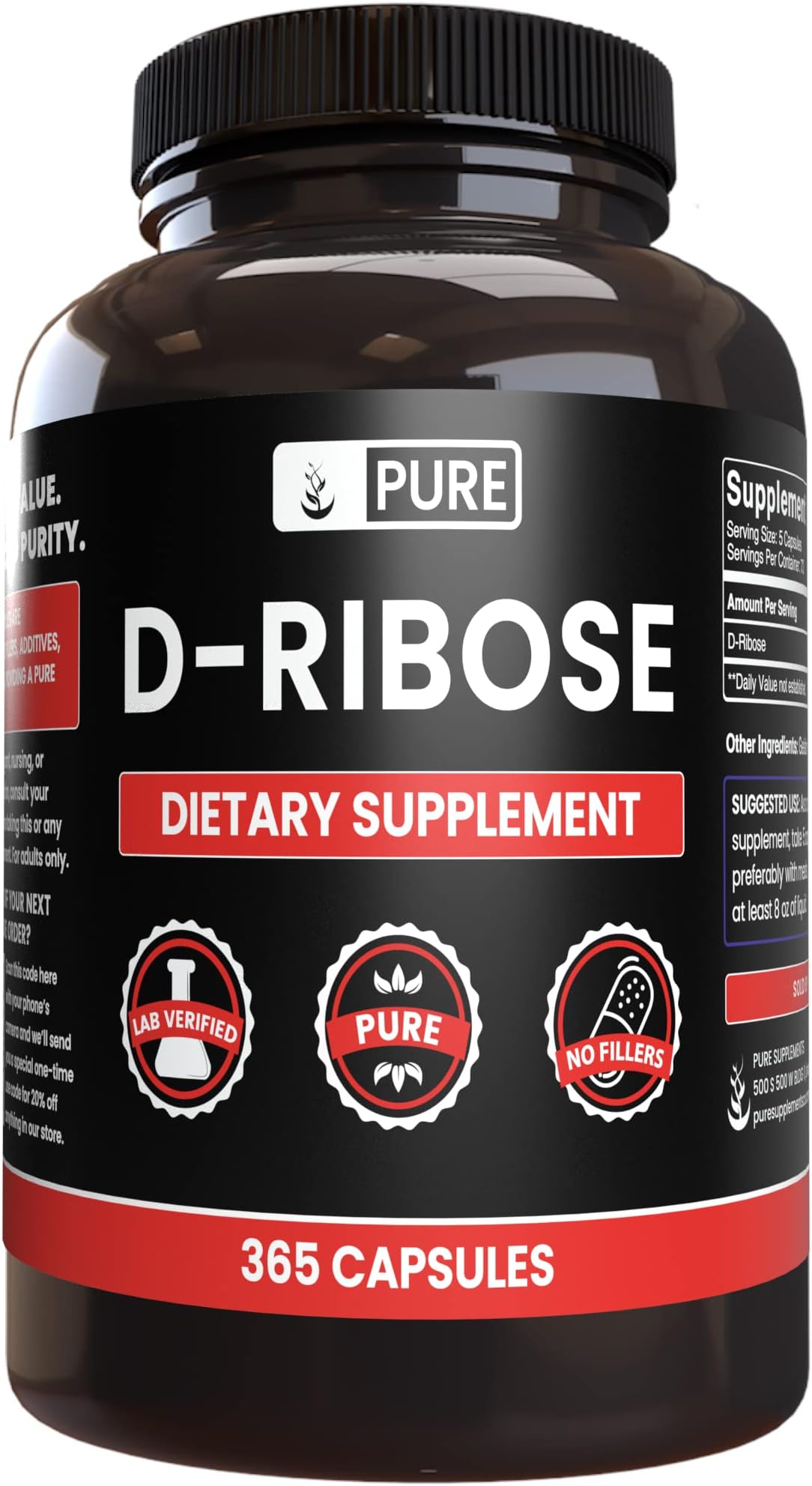 Amazon.com: Pure Original Ingredients D-Ribose (365 Capsules) No ...