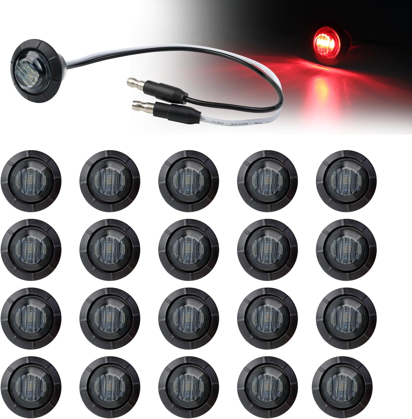 Amazon.com: Ledvillage 20 Pcs 3/4 Inch Mini Round Smoked Lens Red LED ...