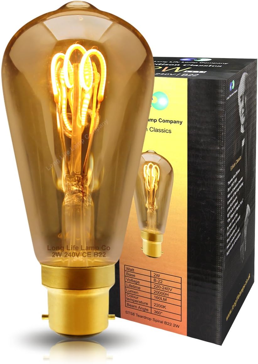 Long Life Lamp Company Edison Classics 2w Vintage LED Filament Bulb ...
