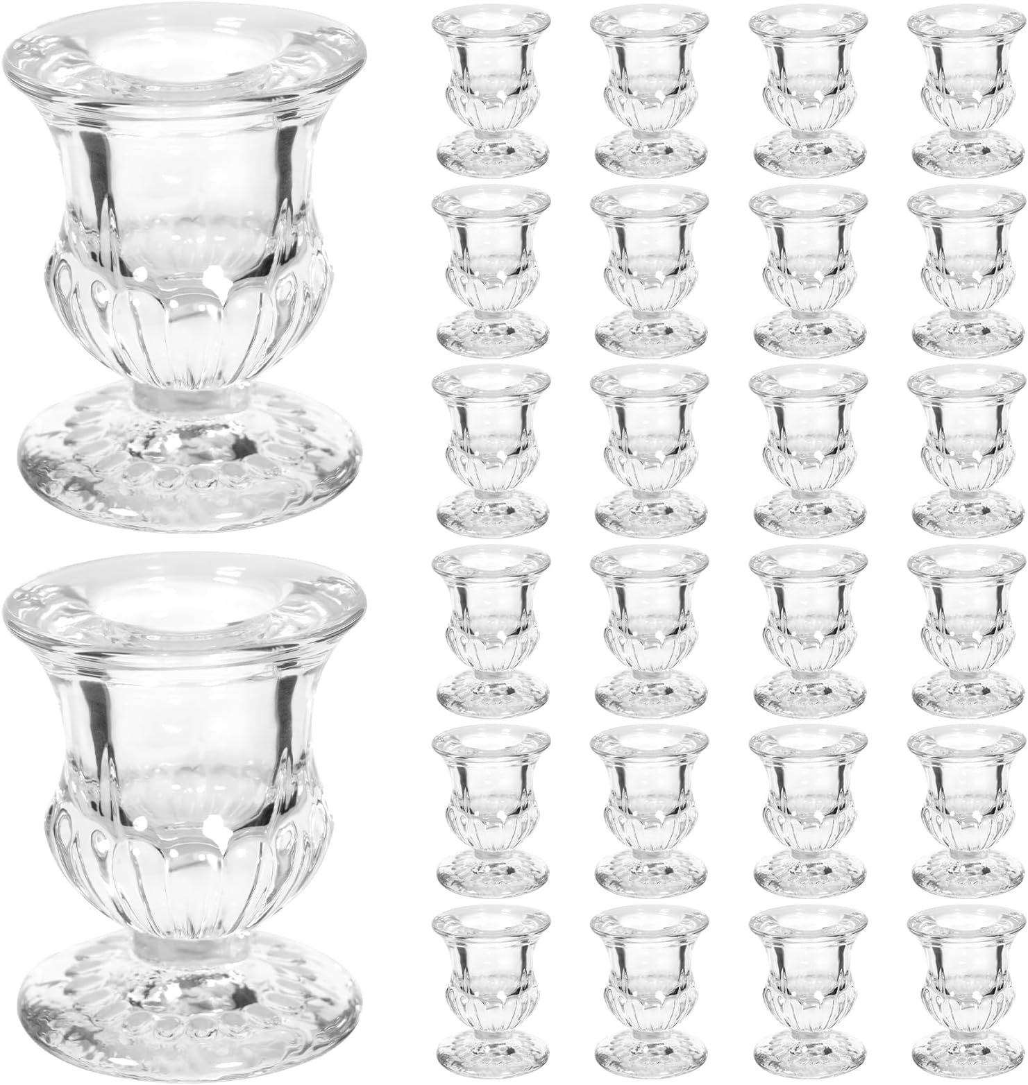 Amazon.com: Set of 24 Glass Taper Candle Holders,Clear Thick Glass ...