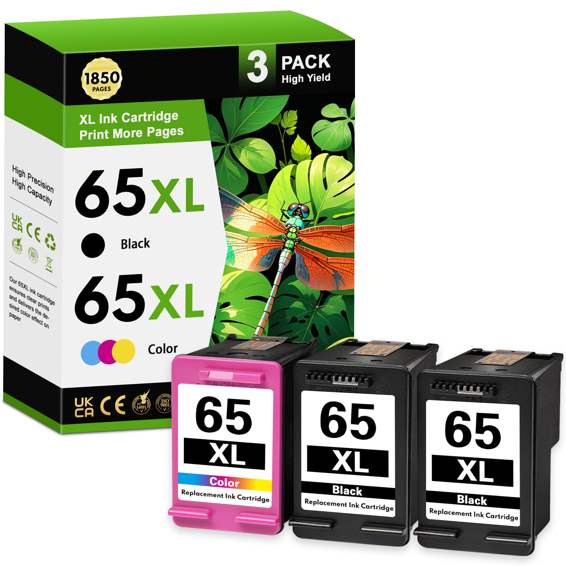 Amazon.com: 65XL Ink Cartridges Black Color Combo Pack (3Pack, 2Black ...