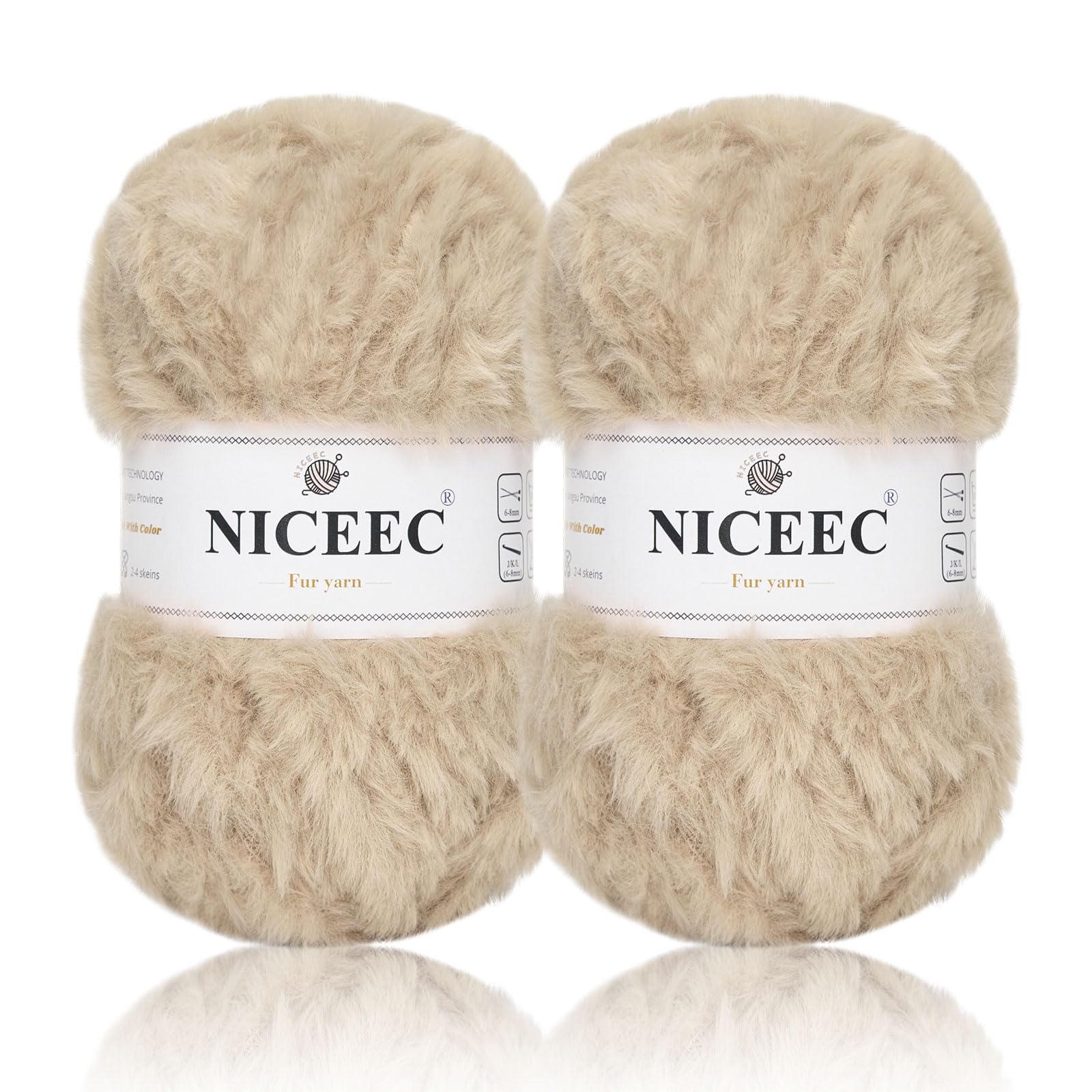 Amazon.com: NICEEC 2 Skeins Super Soft Fur Yarn Chunky Fluffy Faux Fur ...