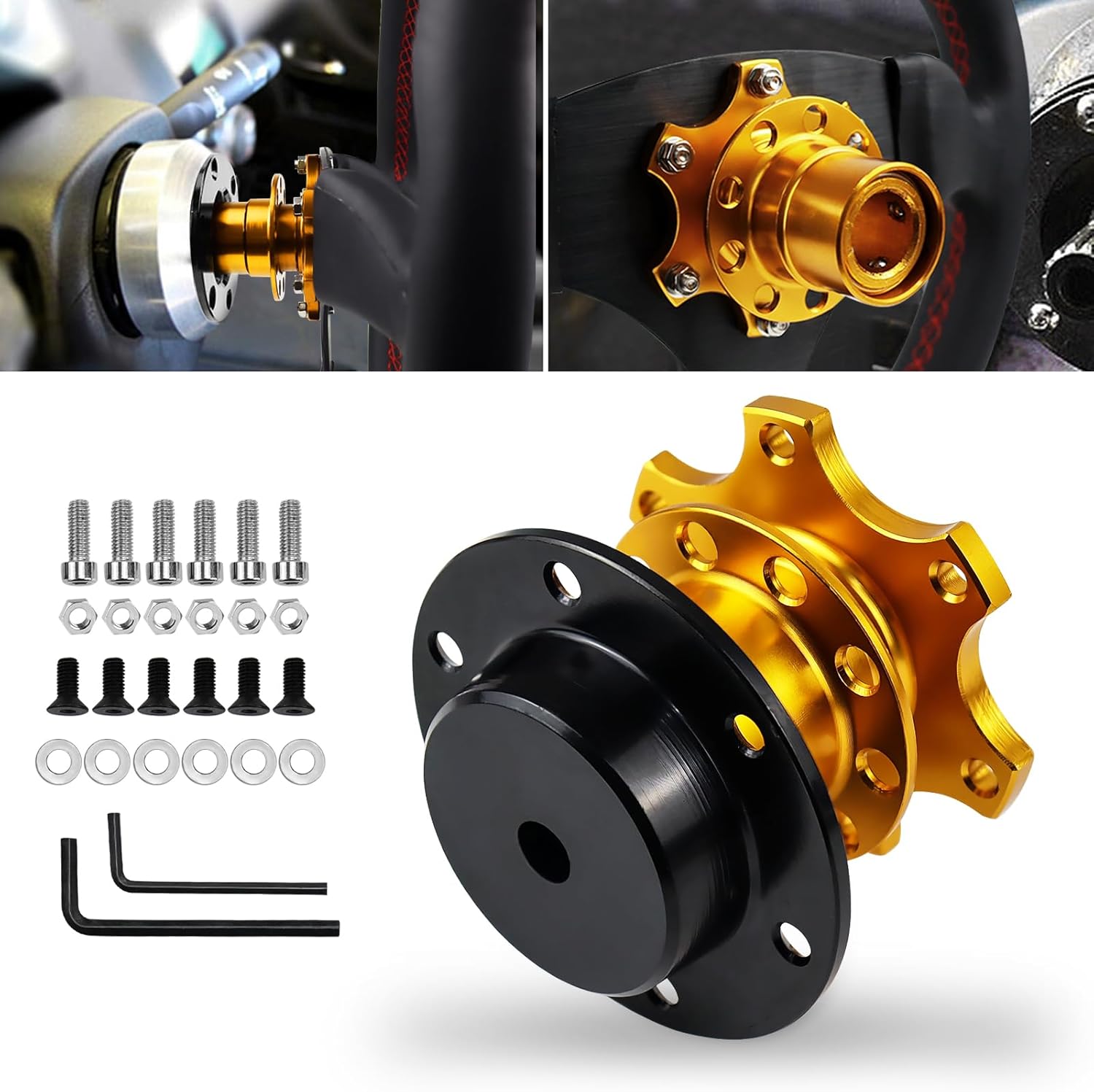 Amazon.com: MOTAFAR Steering Wheel Quick Release, Universal 6 Hole Snap ...