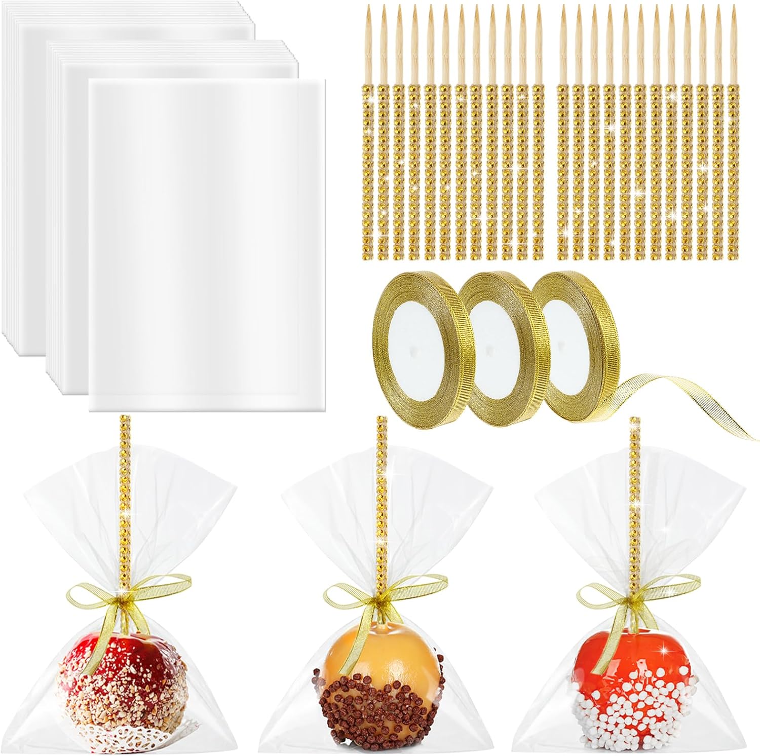 Amazon.com: Henoyso 100 Set Candy Apple Making Kit, Includes Bling ...