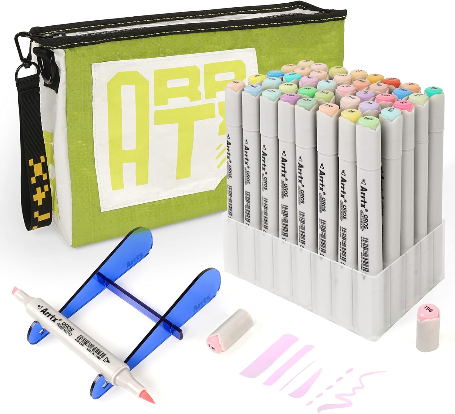 Arrtx 40 Pastel Colours Alcohol Markers Set, OROS Dual Tip (Brush ...