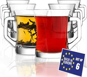 NORDIC SCHILLER Premium Glass Coffee Mugs Set of 6 225ml 100% Lead Free ...