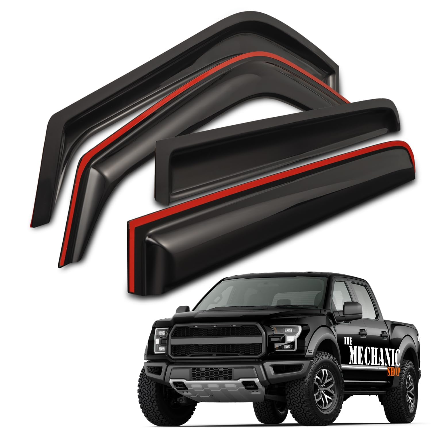 TMS in-Channel Side Window Rain Guards for 2017-2024 Ford F-250 F-350 ...