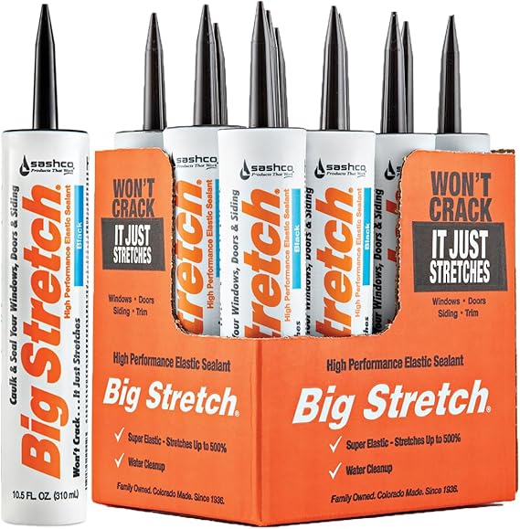 Sashco 10004 12 Pack 10.5 oz. Big Stretch Acrylic Latex High ...