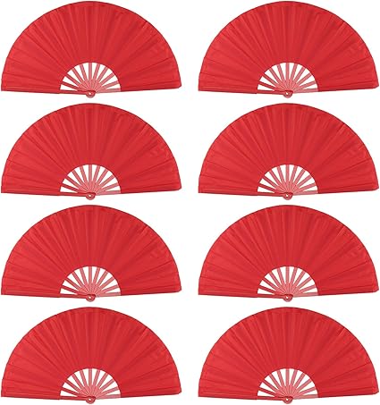 Amazon.com: MANCHAP 8 PCS 13 Inch Large Folding Hand Fan, Red Chinese ...