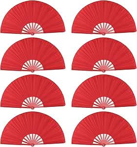 Amazon.com: MANCHAP 8 PCS 13 Inch Large Folding Hand Fan, Red Chinese ...