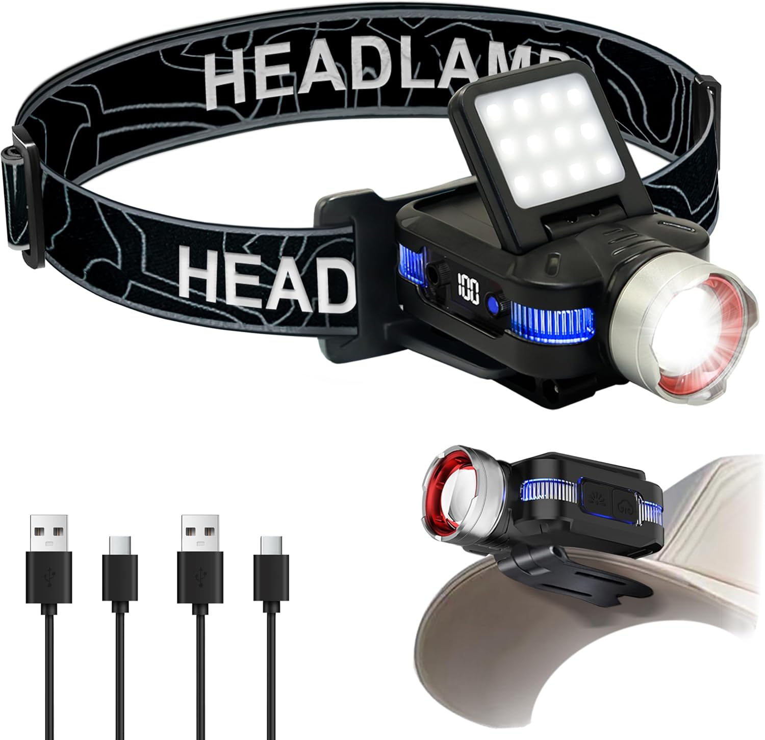Amazon.com : ISUNMEA Hard Hat Clip Lights, 2-Pack 800lm Rechargeable ...