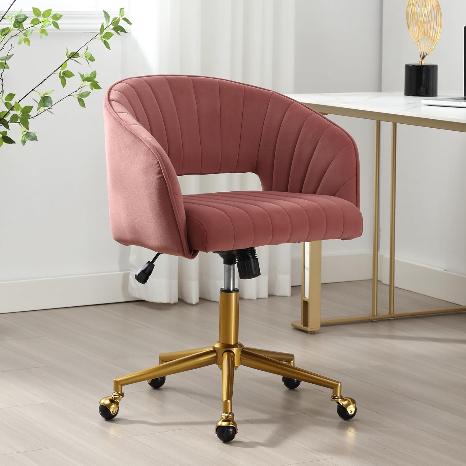 Amazon.com: ABET Desk Chair with Wheels, Velvet Home Office Chair ...