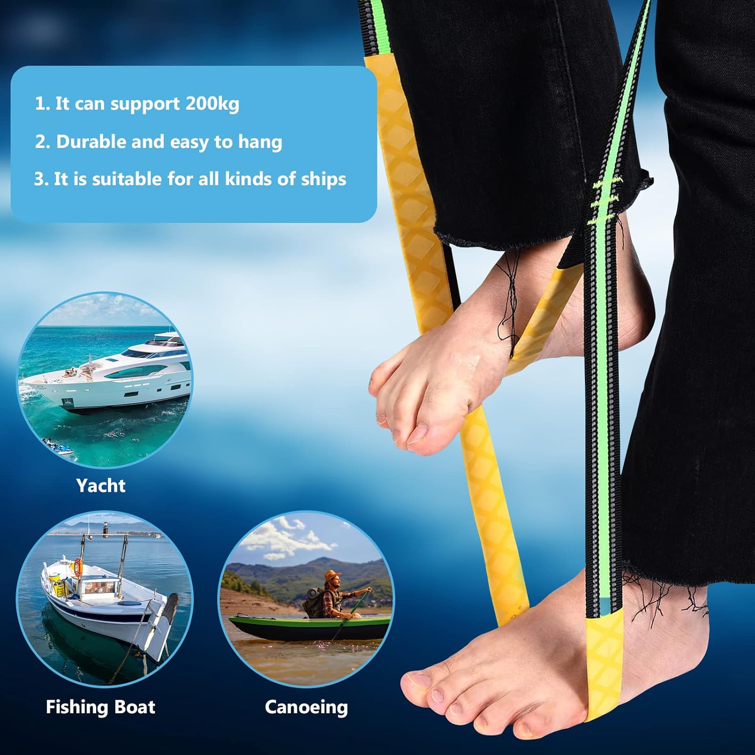 YADIMI Marine Rope Ladder,Removable Boat Ladder 3 Step Portable Boat ...