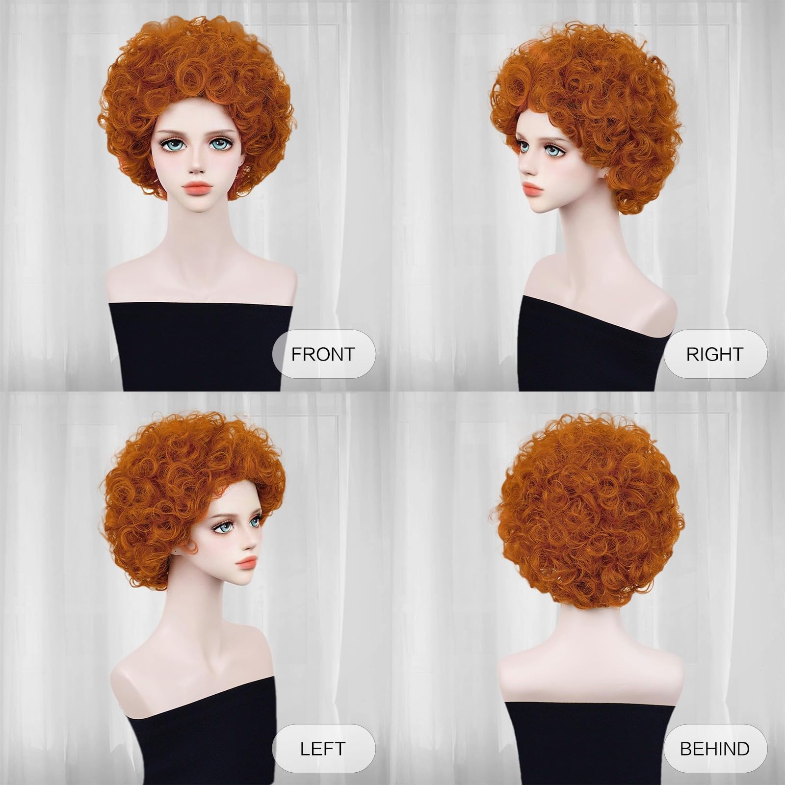 Red Orange Curly Wig for Women Men Landlady Costume Mrs Roper Wig Short ...