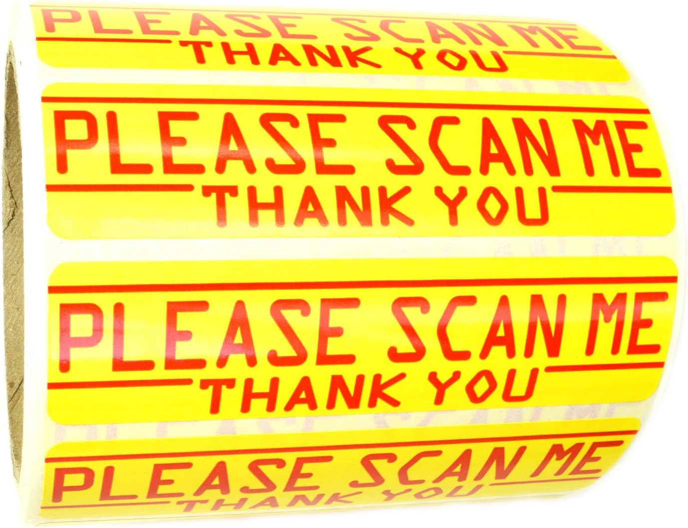 Amazon.com : Yellow and Red "Please Scan Me Thank You" Stickers 1" by 4 ...