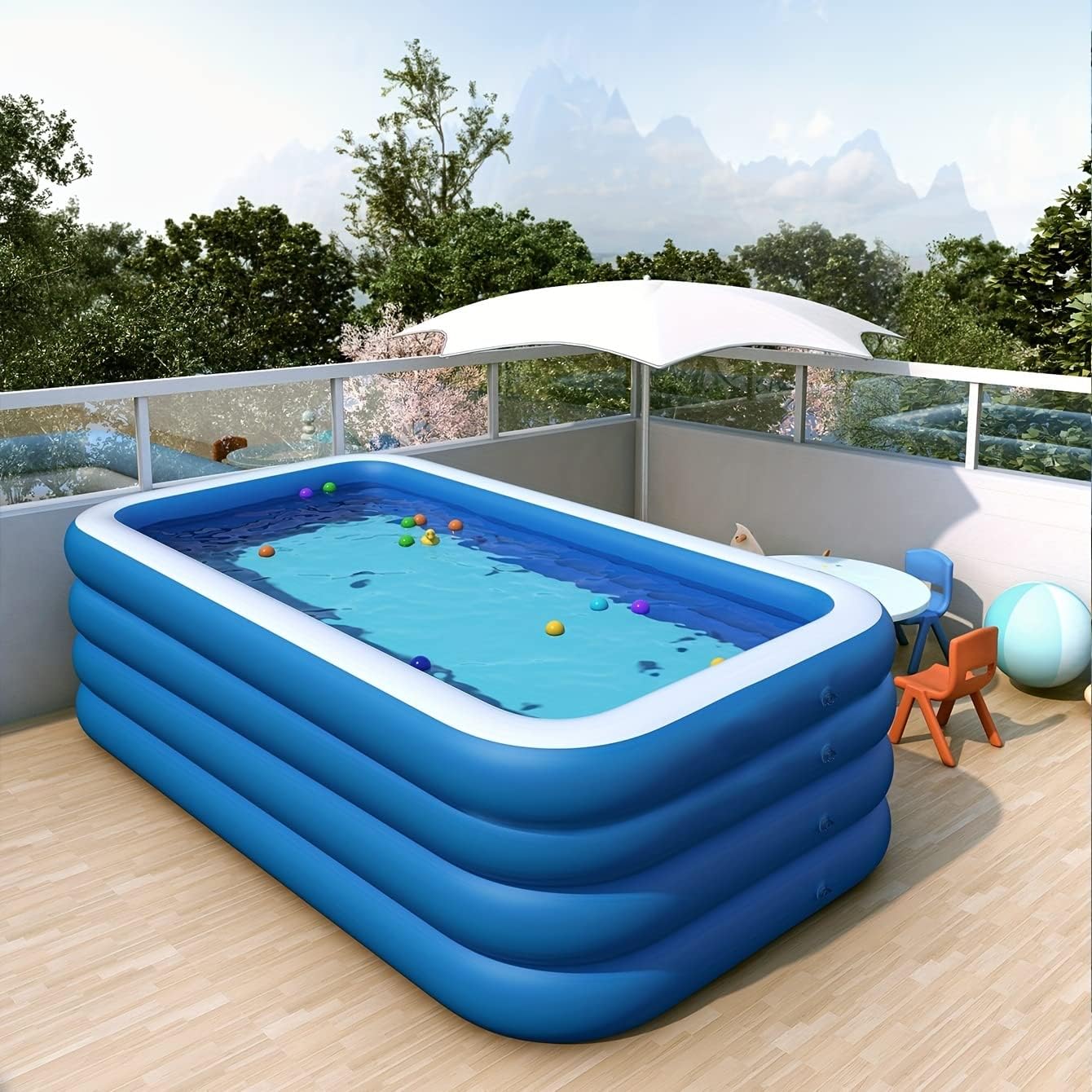 Amazon.com: Inflatable Swimming Pool, Family Lounge Pool, Full-Sized ...