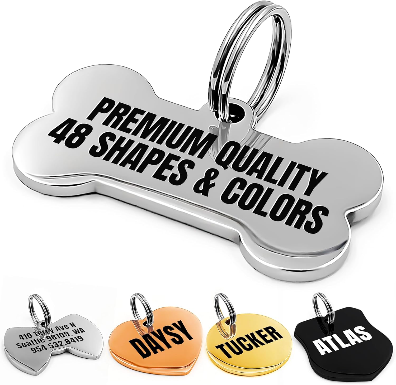 Amazon.com: Dog Tags ID Engraved for Pets Personalized Engraved Custom ...
