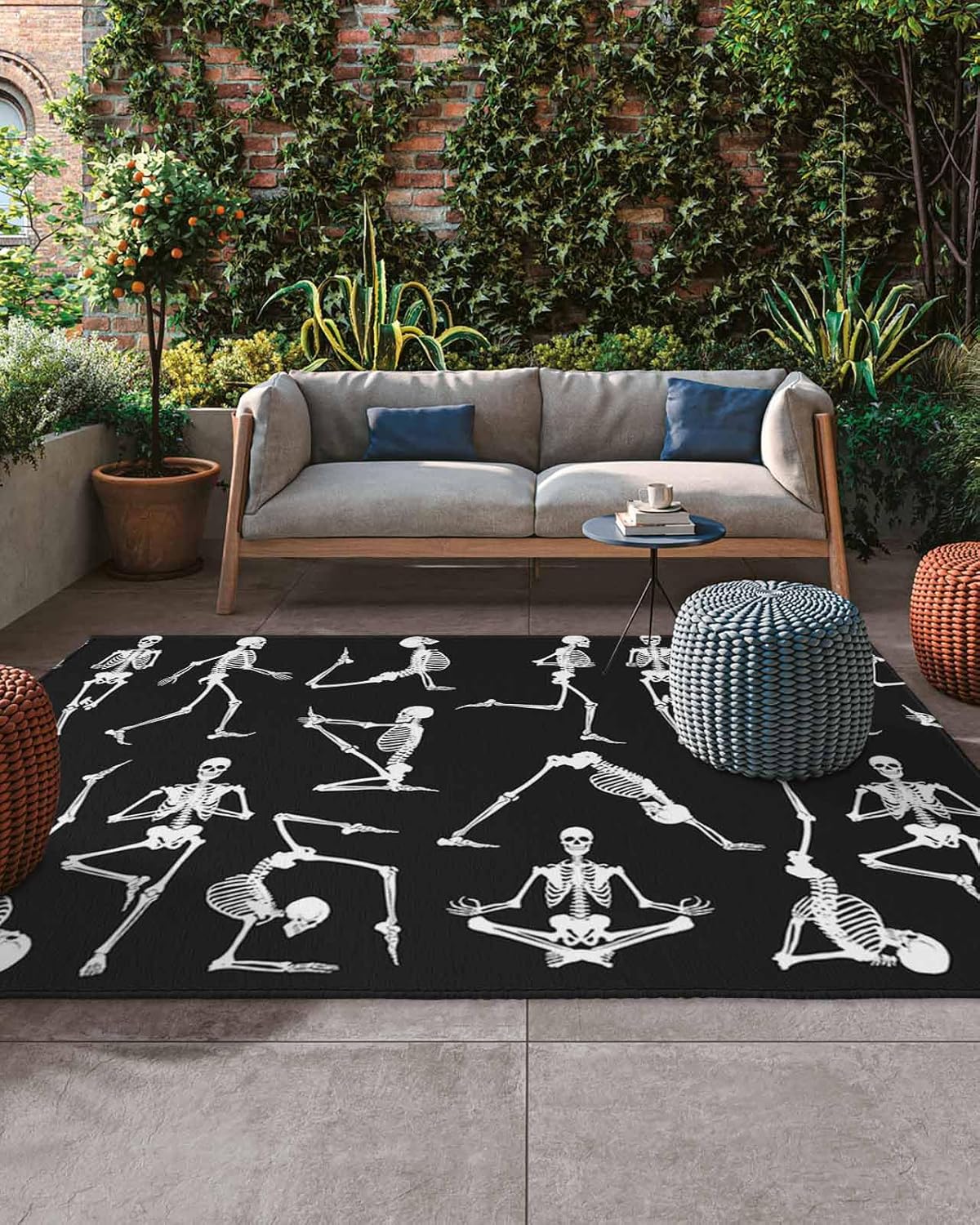Amazon.com: Outdoor Rug Carpet Indoor Area-Rug Halloween Skeleton Sport ...